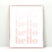Hello Wall Art, Hello Printable, Pink Hello Sign, Abstract Hello Poster ...