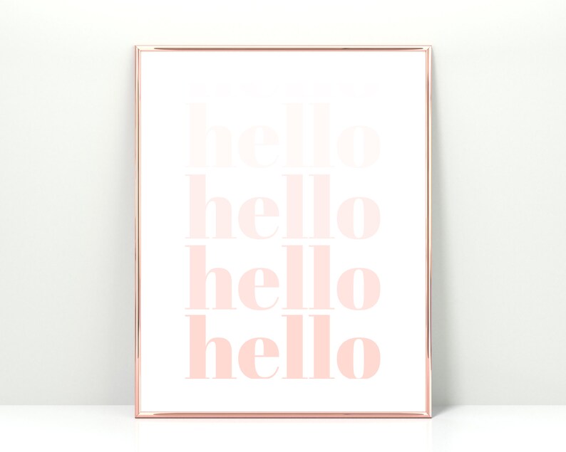 Hello Wall Art, Hello Printable, Pink Hello Sign, Abstract Hello Poster ...