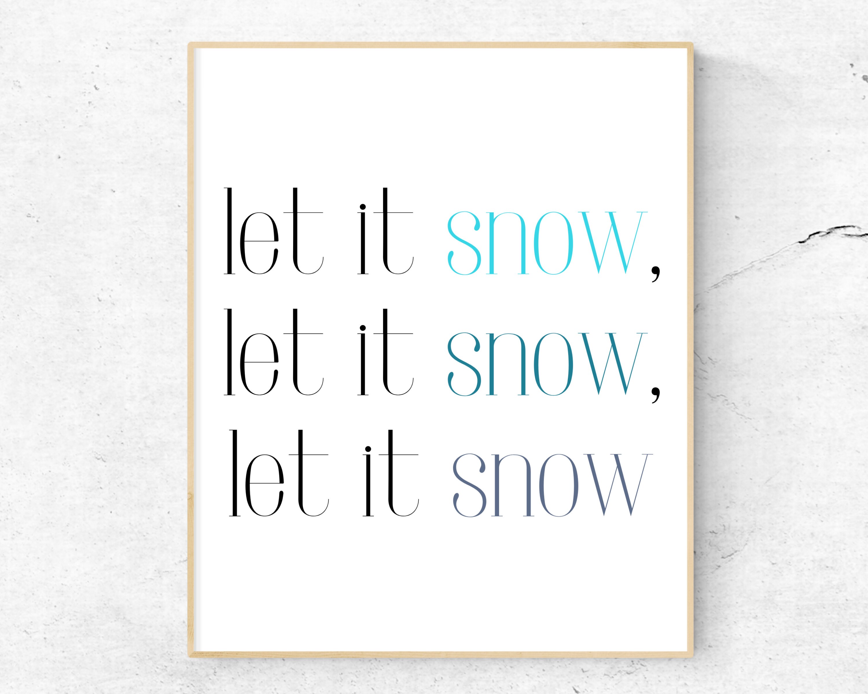 Let It Snow Printable Let It Snow Print Blue Winter Decor - Etsy