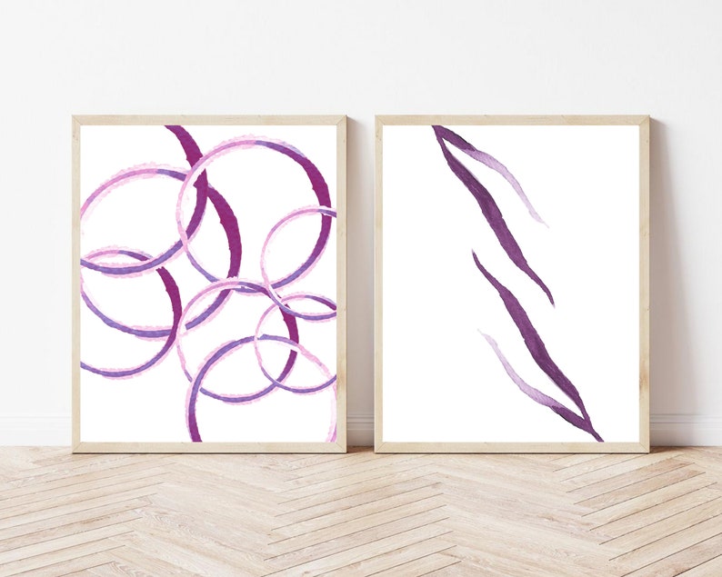 Set of 3 Printables, Purple Abstract Wall Prints, Abstract Poster ...
