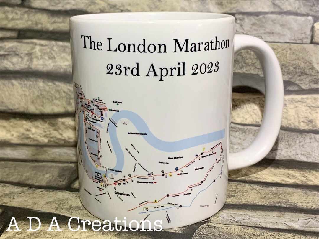 Personalised London Marathon Mug, 2024, Marathon Route, Memento ...