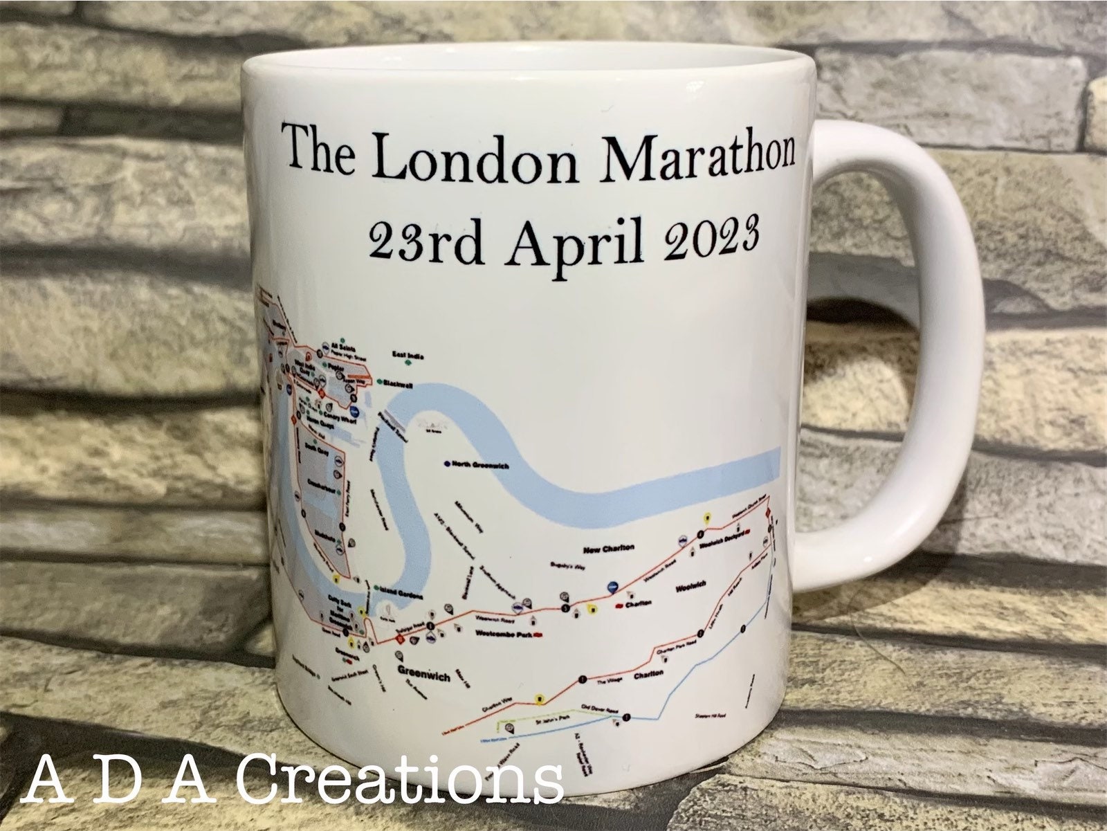 Personalised London Marathon Mug, 2024, Marathon Route, Memento ...