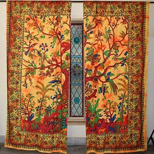 Tree of Life Curtains 100%natural Cotton Bohemian Curtains Drapes Door ...