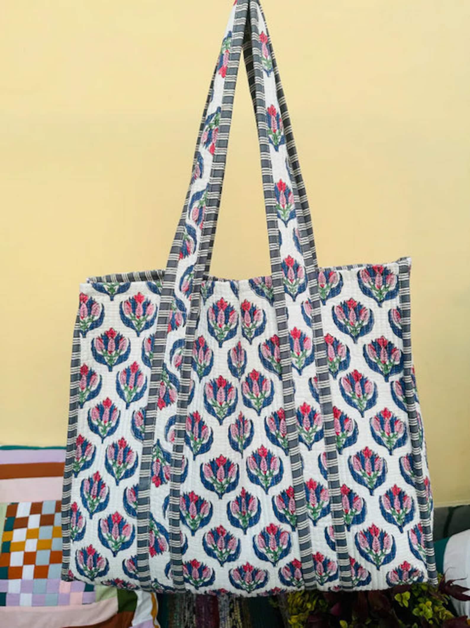 Handmade Tote Bag, Indian Making Quilted Tote Bags, Eco Friendly Boho ...
