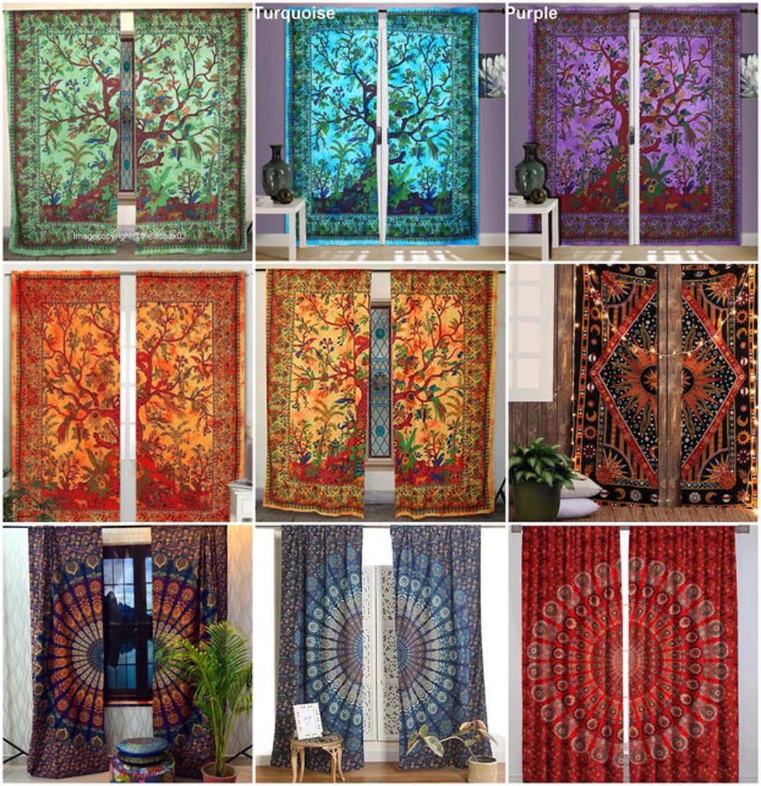 Tree of Life Curtains 100%natural Cotton Bohemian Curtains Drapes Door ...