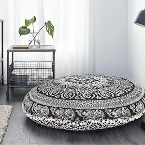 Round Meditation Pillow Boho Floor Cushions - Etsy