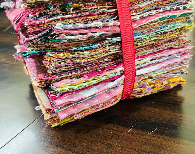 Vintage Quilting Fabric Scrap Indian SARI SQUARES Fabric 50 Pcs Charm ...
