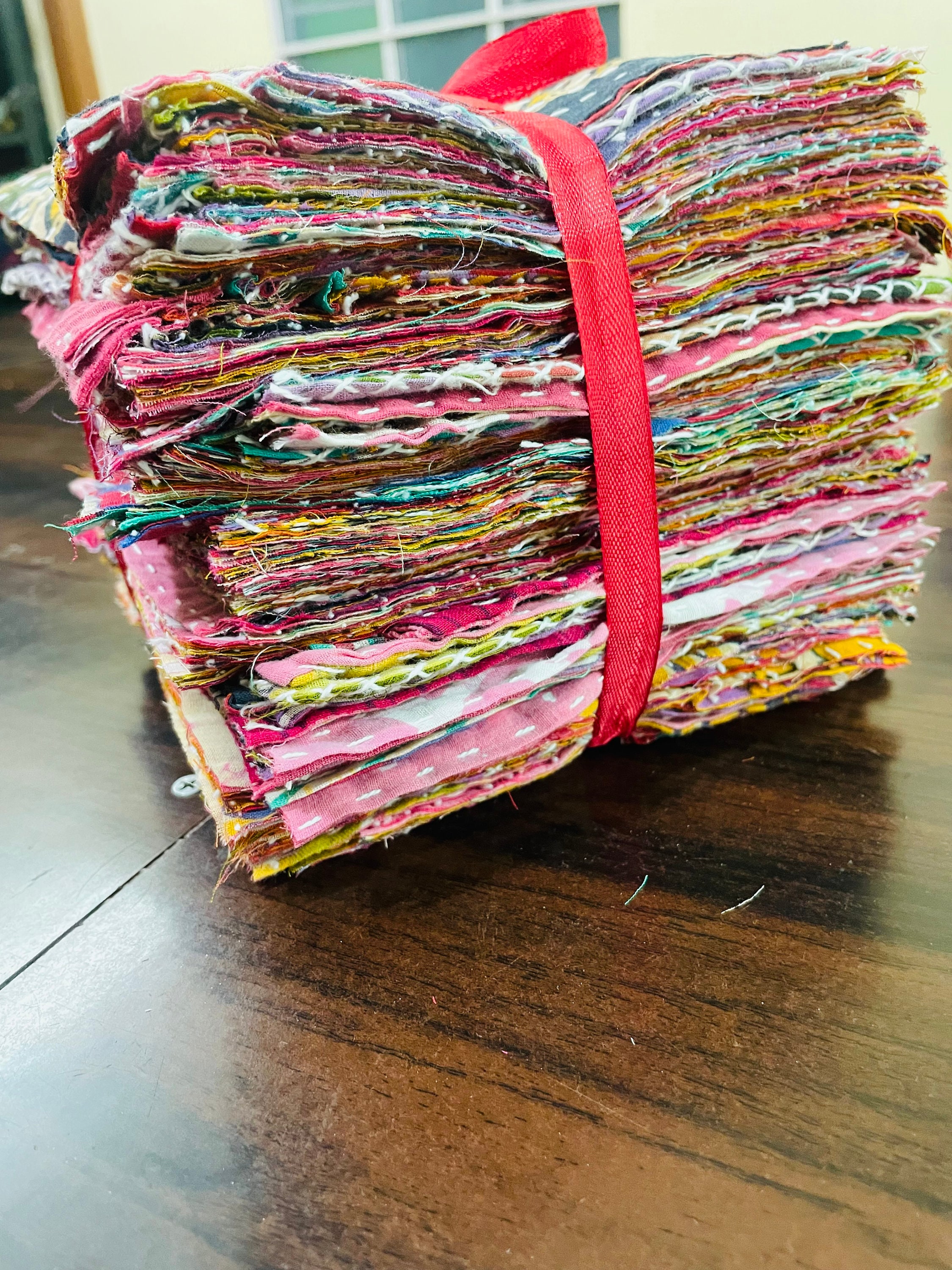 Vintage Quilting Fabric Scrap Indian SARI SQUARES Fabric 50 Pcs Charm ...