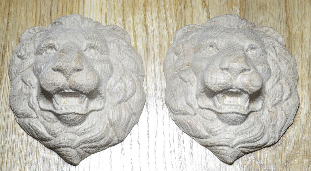 2 Lions Wooden Wall Ornament. Decor. Rosette. Carvings. Wall Art. 2 ...