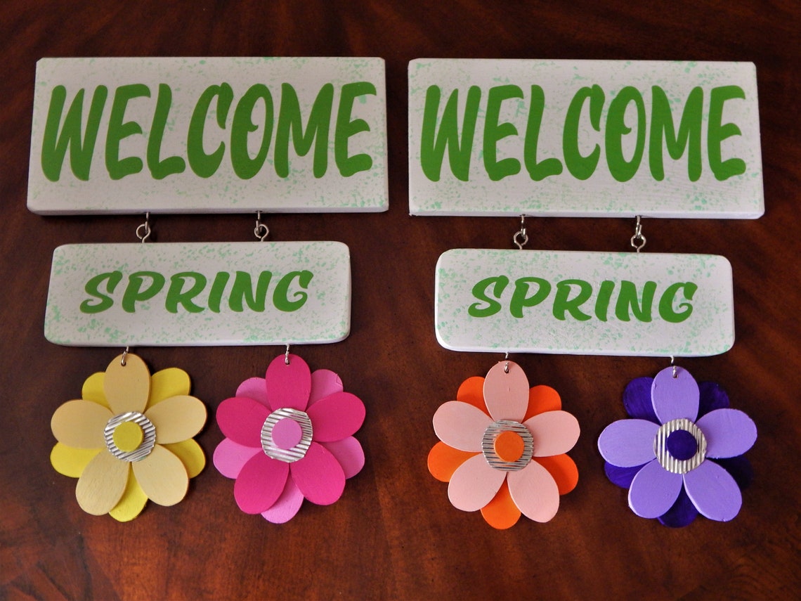 Spring Flowers Welcome Sign | Etsy