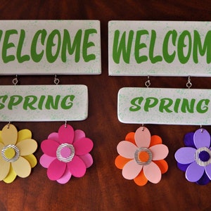 Spring Flowers Welcome Sign - Etsy