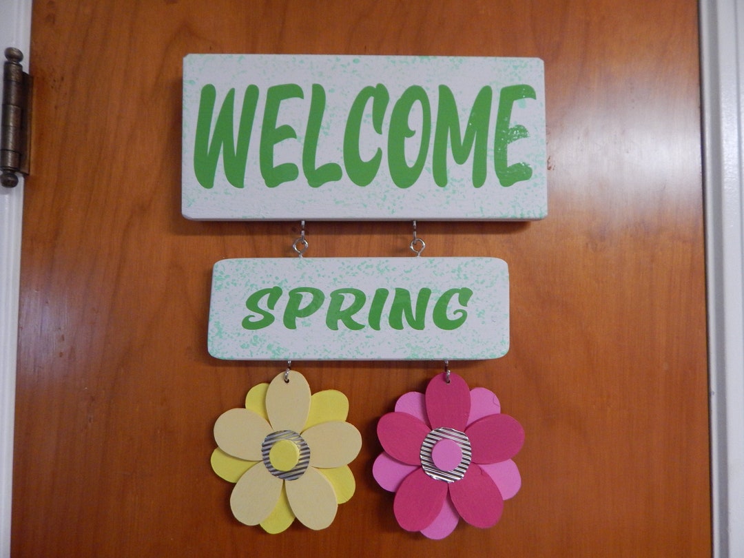 Spring Flowers Welcome Sign - Etsy