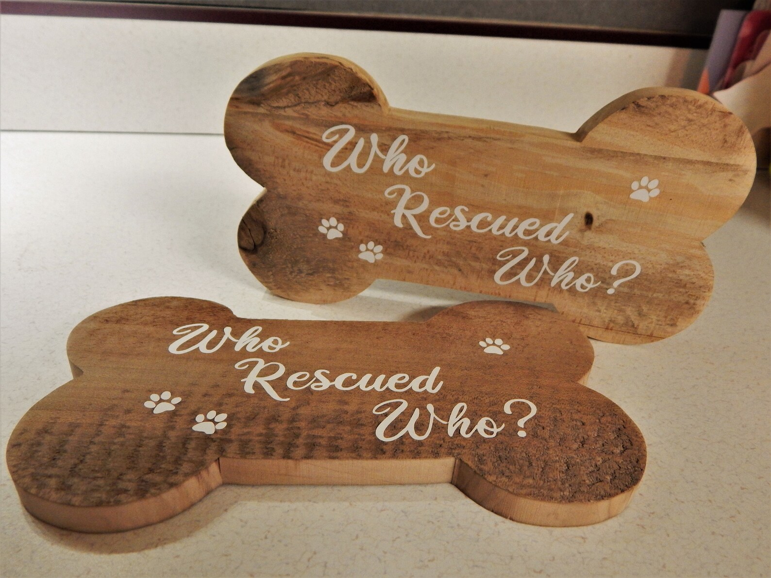 Who Rescued Who? Rustic Wooden Bone-shaped Shelf Accent Piece - Etsy
