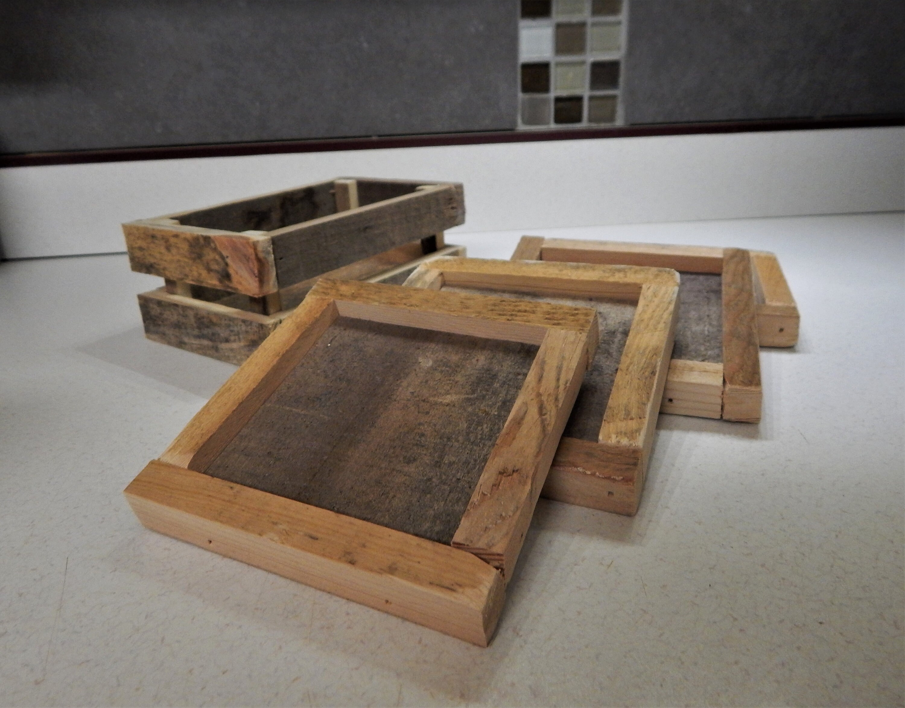 Reclaimed Rustic Wooden Coaster Set | Etsy