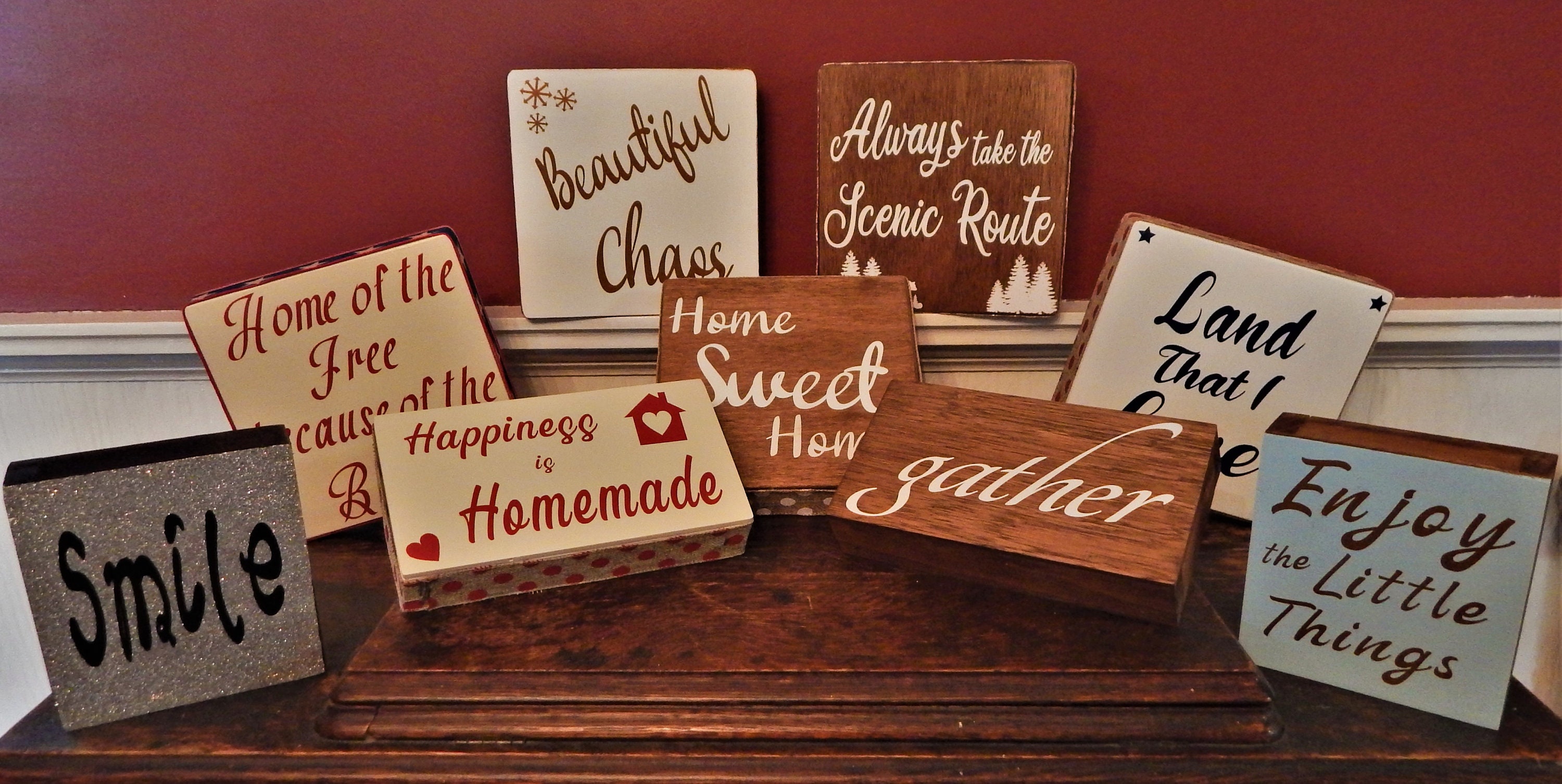 Wooden Block Sign Home Sweet Home | Etsy