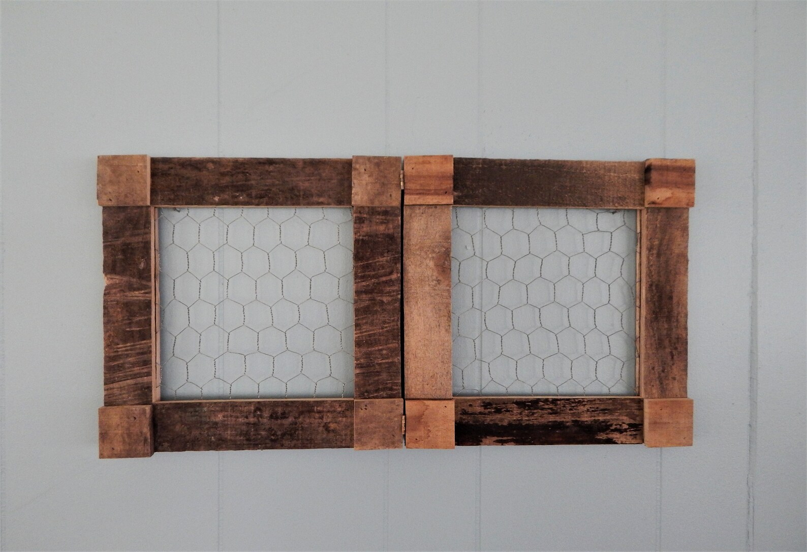Multi Photo Rustic Wooden Chicken Wire Double Picture Frame - Etsy
