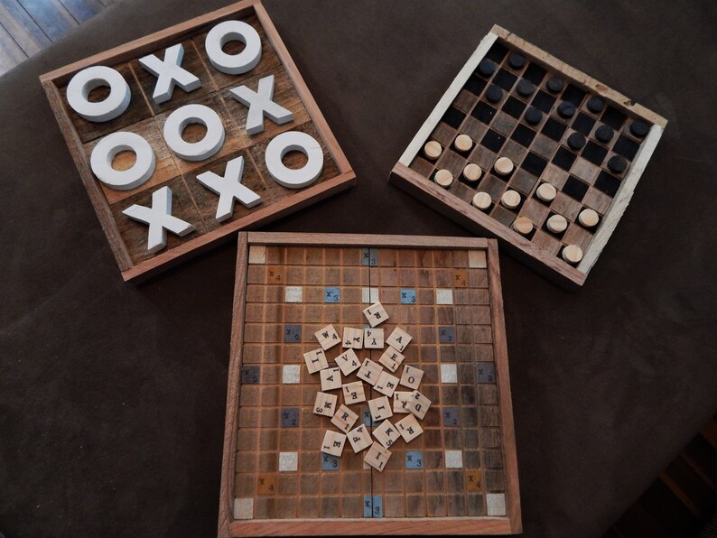Rustic Reclaimed Wooden Coffee Table Checker Board Tray | Etsy