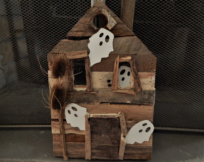 Spooky Haunted House Rustic Wooden Hanger | Etsy