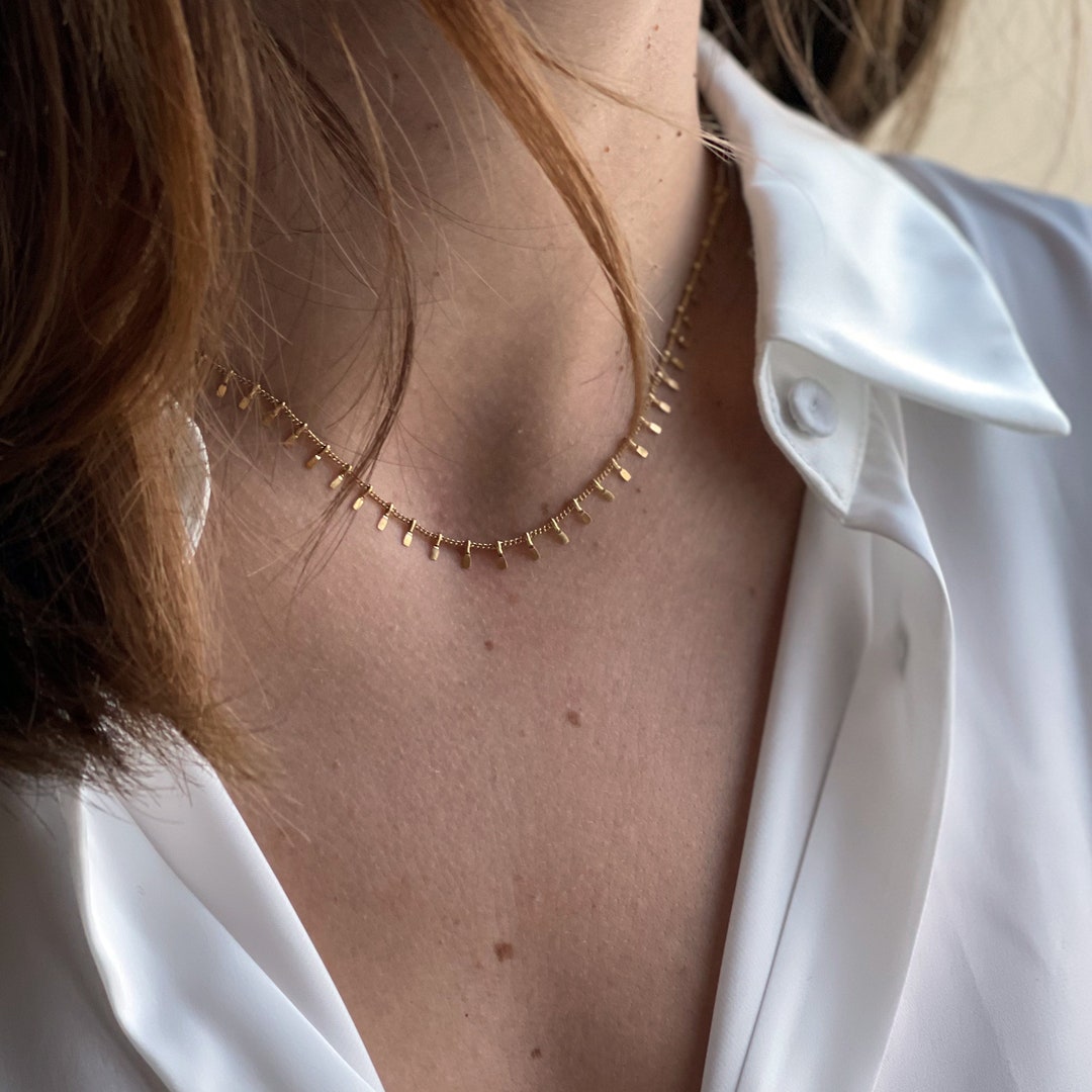 Fine ELENA Women's Necklace With Golden Tassels, Gold Stainless Steel ...