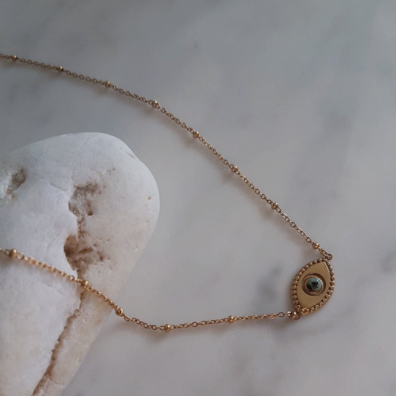 Women's Necklace IRMA Eye and Natural Stones Semi-precious - Etsy