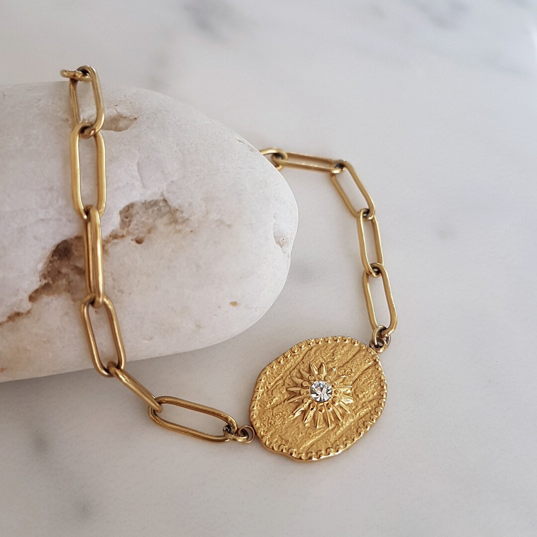 Women's Bracelet ACHILLES With Medal Set With a Gold Stainless Steel ...
