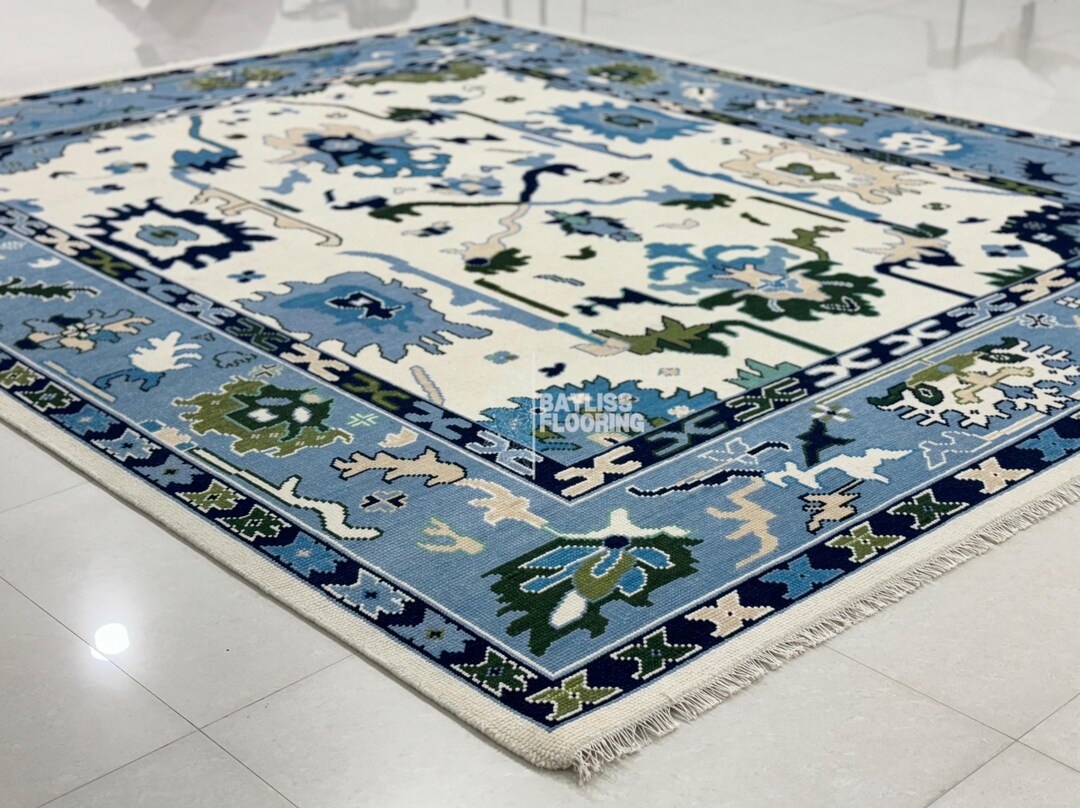 Ivana Turkish Oushak in Ivory Blue Hues Color Rug is Perfect for ...