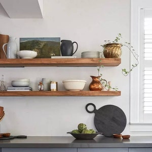 Oak Floating Shelves Custom Sizes. Hanging Wood Wall Shelves - Etsy