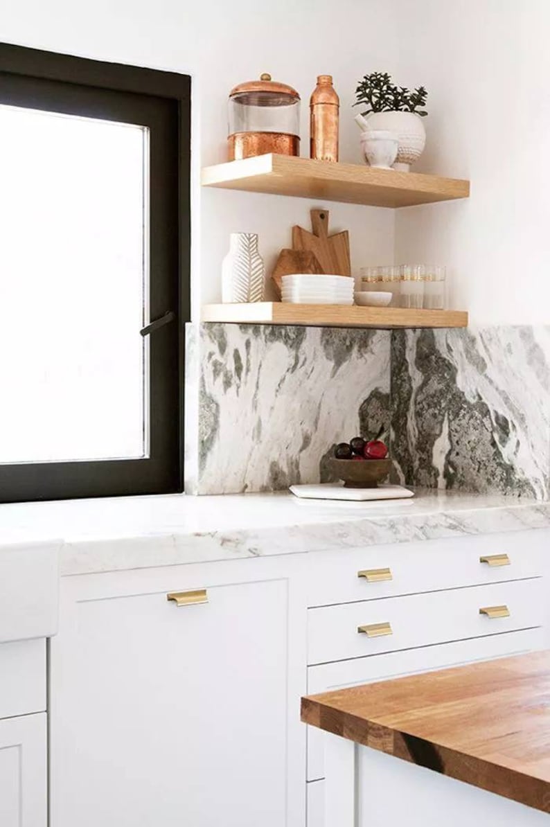 Oak Floating Shelves - Custom Sizes. Hanging Wood Wall Shelves for ...