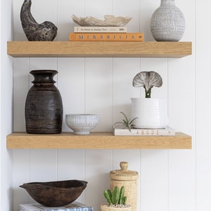 Wood Floating Shelves for Wall Decor. Oak Rustic Shelves - Custom Sizes ...