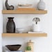 Oak Floating Shelves - Custom Sizes. Hanging Wood Wall Shelves for ...