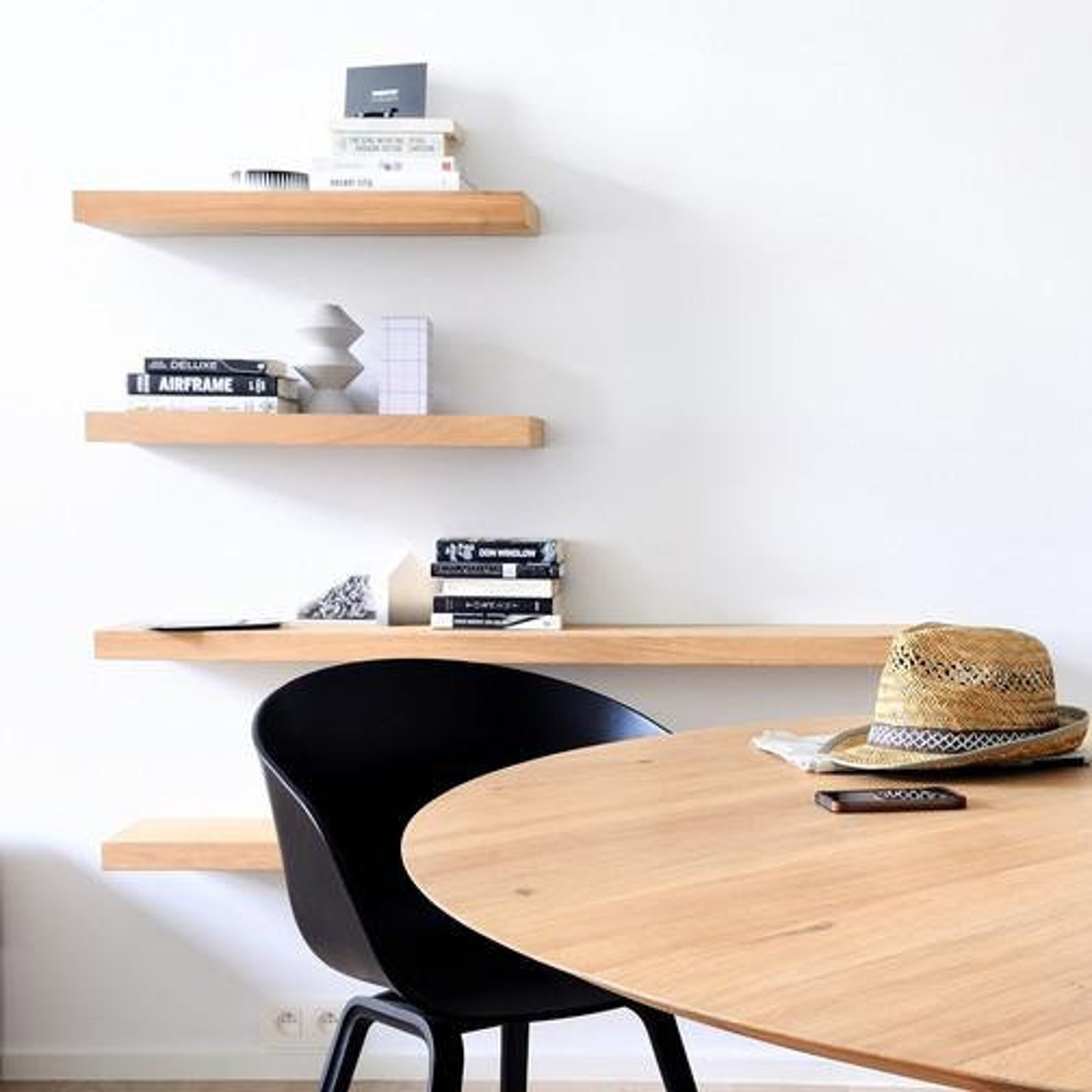 Wood Floating Shelf Made of Oak. Handcrafted Solid Wood - Etsy