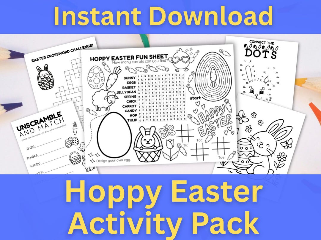 Hoppy Easter Activity Pack for Kids | Printable Fun Sheet, Coloring ...