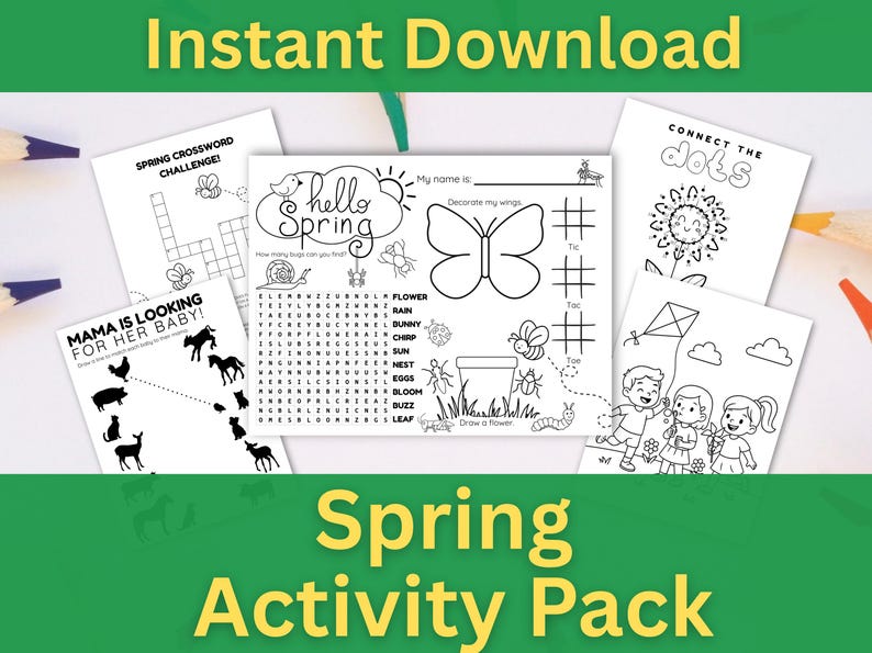 Spring Activity Pack for Kids | Printable Games, Coloring, Word Search ...