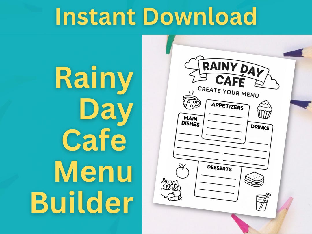 Kids Cafe Menu Builder | Printable Pretend Play Activity (instant ...