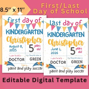 Editable First & Last Day of School Sign | Canva Template (digital ...