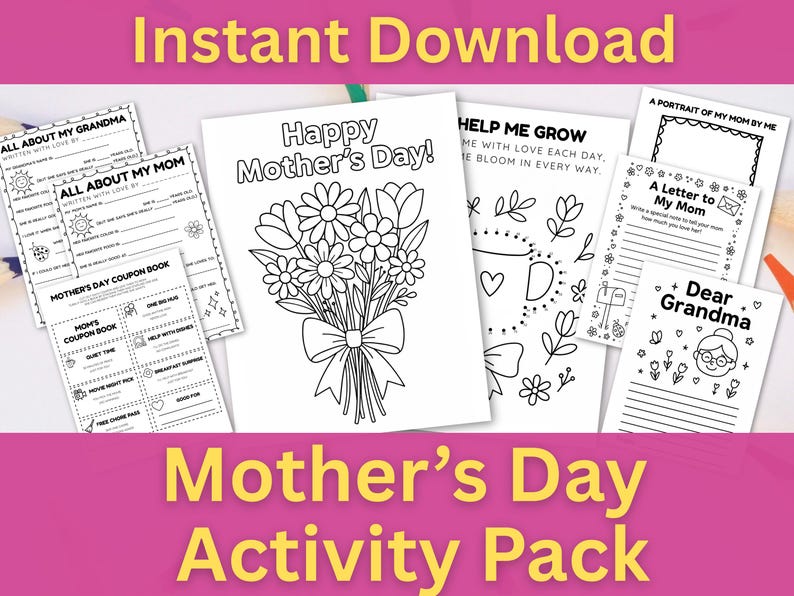 Mother’s Day Activity Pack for Kids | Printables for Mom & Grandma ...