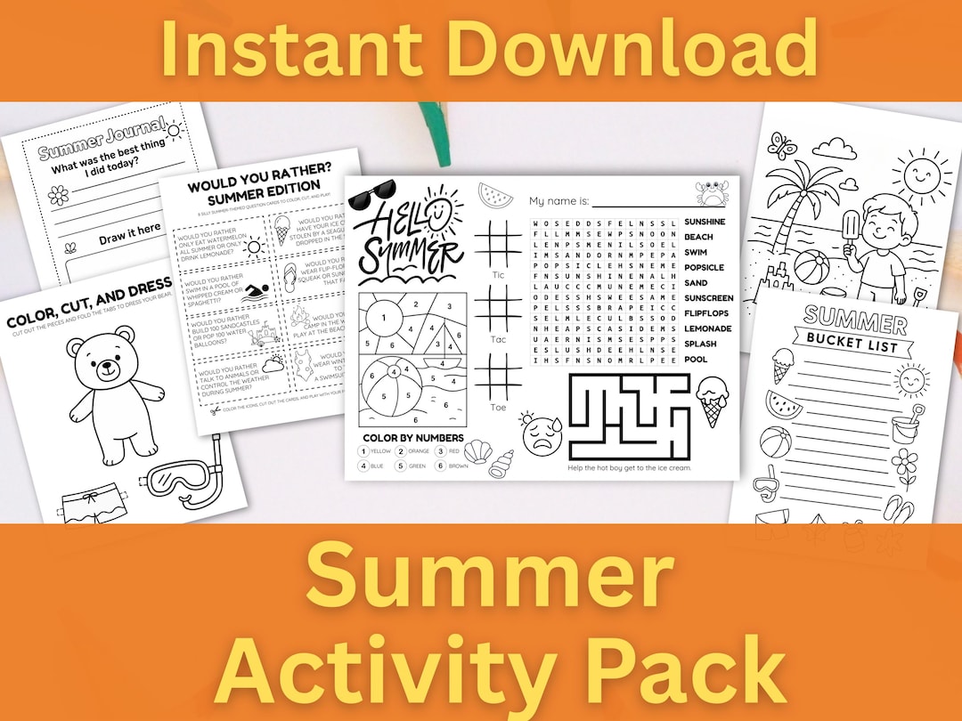 Summer Activity Pack for Kids | Printable Games, Coloring, Crafts ...