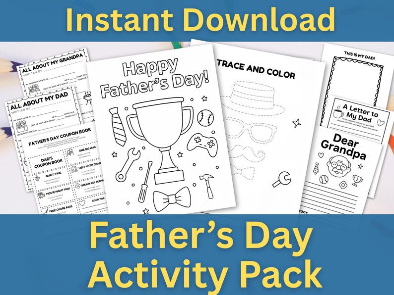 Father’s Day Activity Pack for Kids | All About Dad & Grandpa, Coloring ...