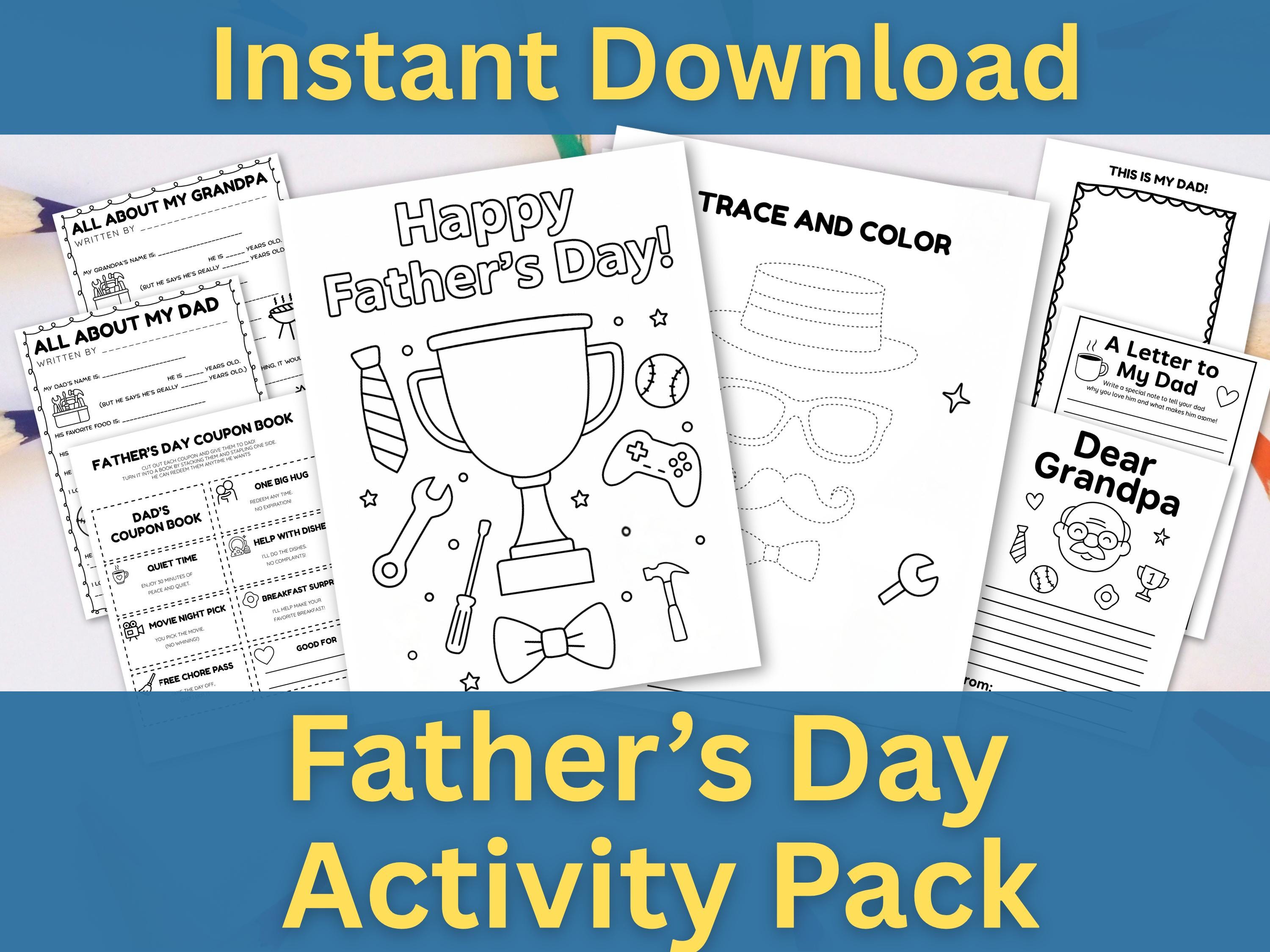 Father’s Day Activity Pack for Kids | All About Dad & Grandpa, Coloring ...
