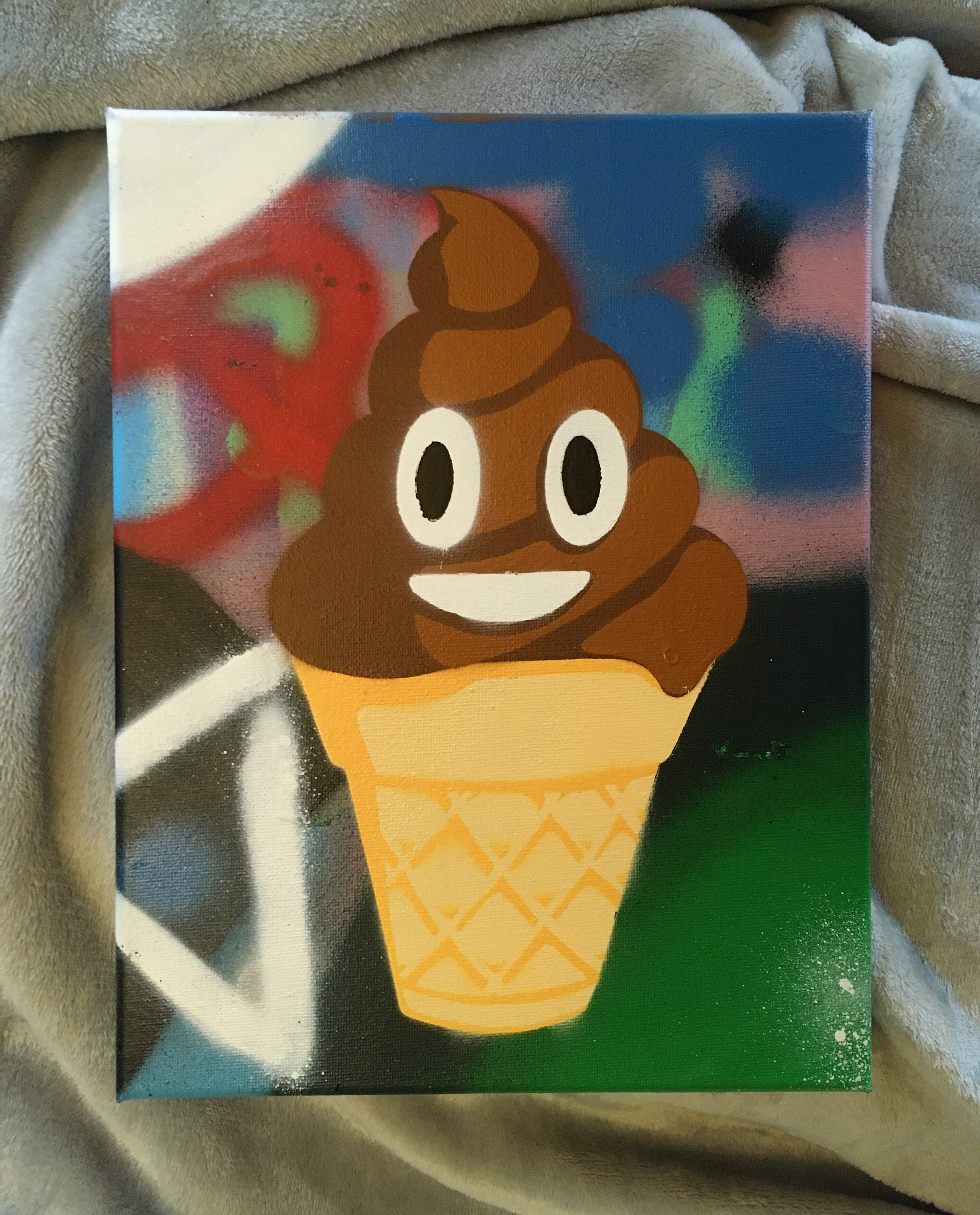 Poop Emoji Ice Cream - Stencil Spray Painting - Etsy