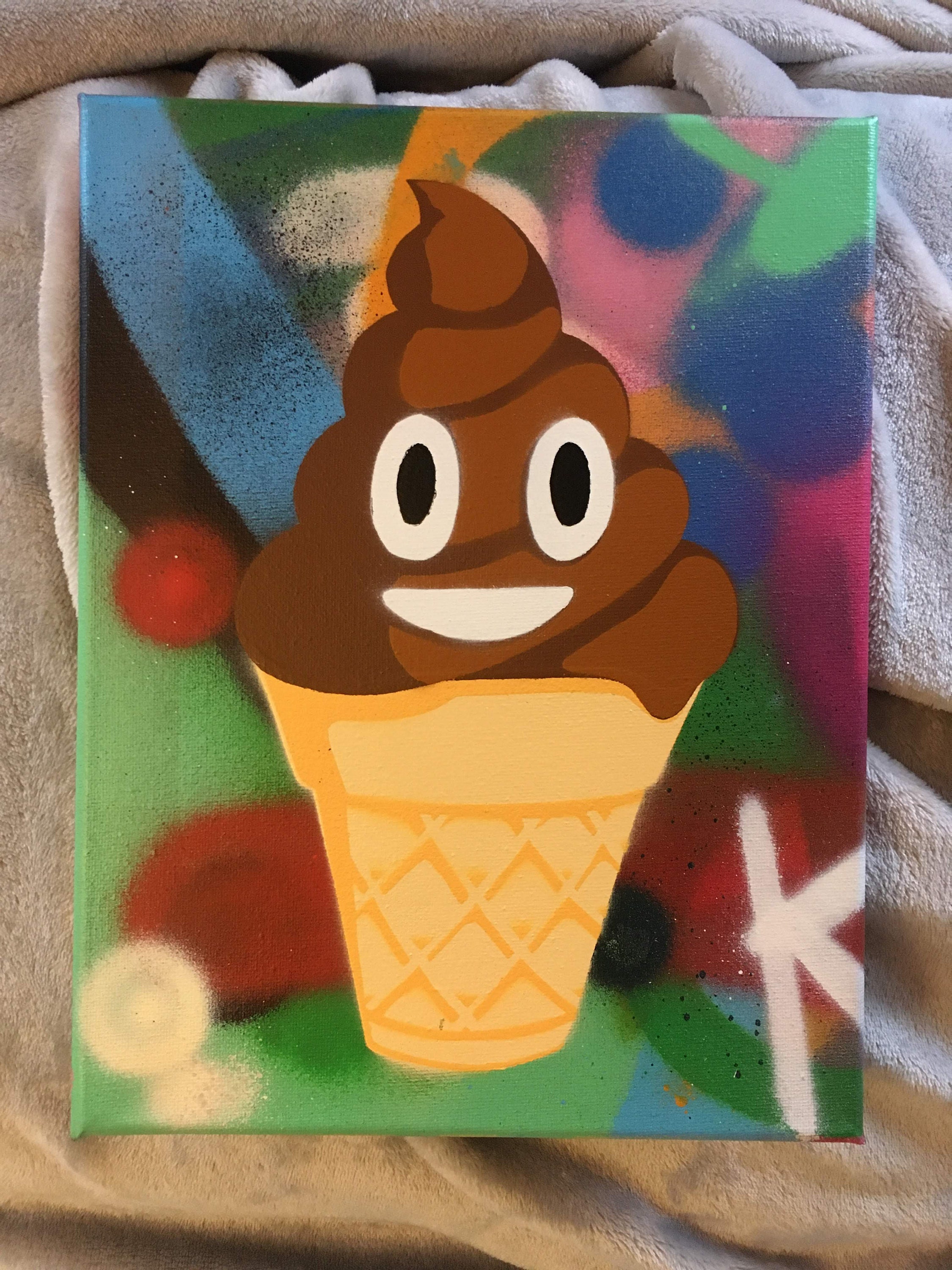 Poop Emoji Ice Cream - Stencil Spray Painting - Etsy