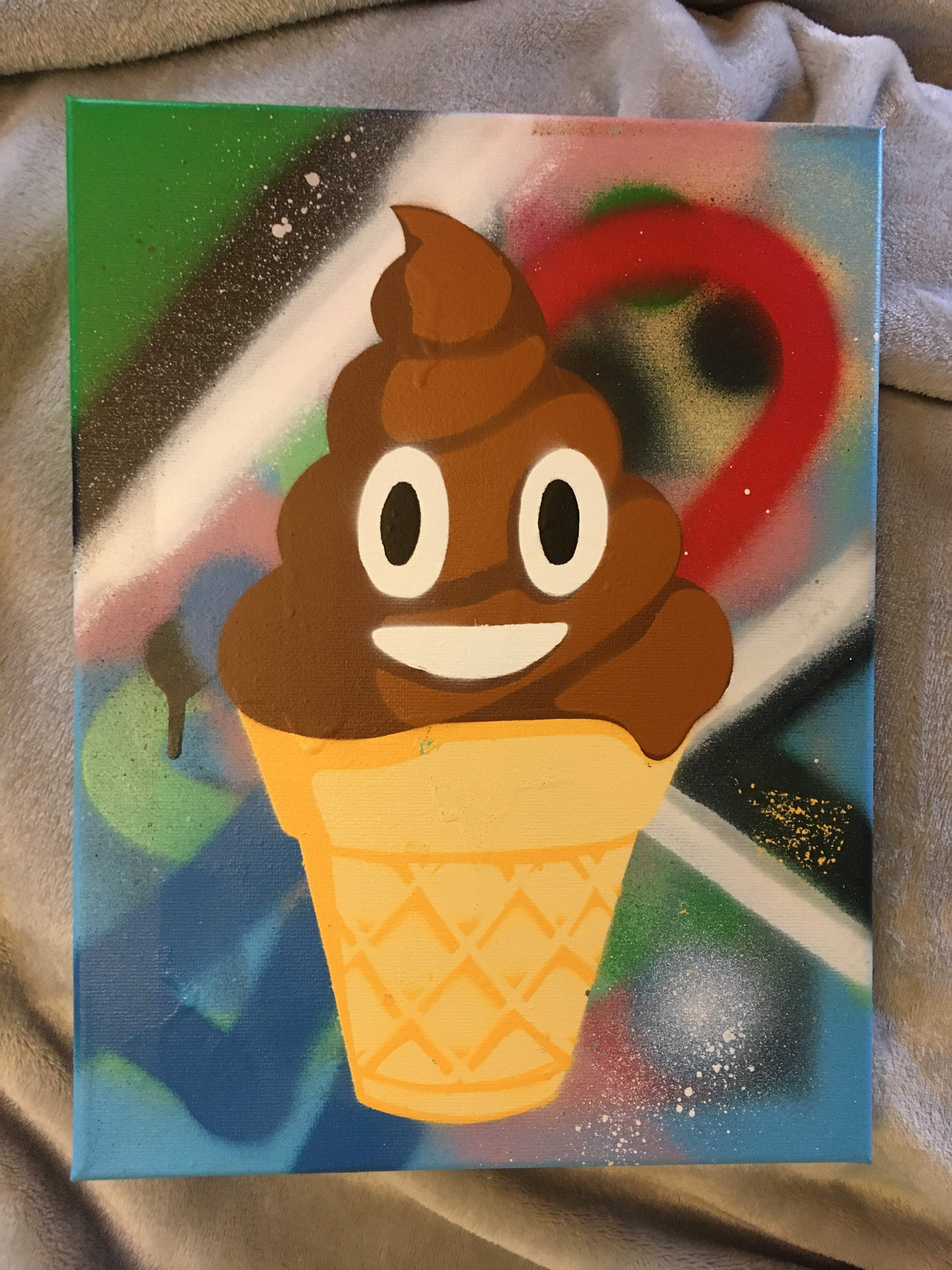 Poop Emoji Ice Cream - Stencil Spray Painting - Etsy