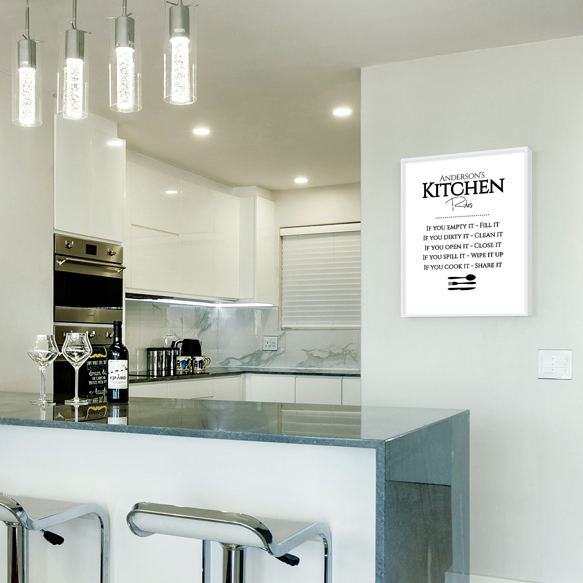 Editable Kitchen Rules Sign, Edit Yourself With Corjl, Kitchen Wall Art ...