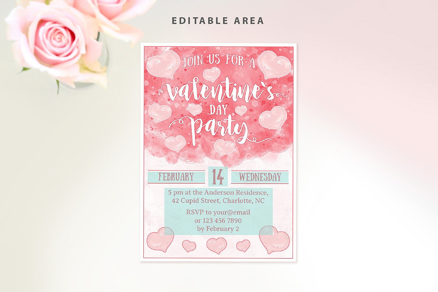Valentines Day Party Invitation, St. Valentines Invitation, Printable ...