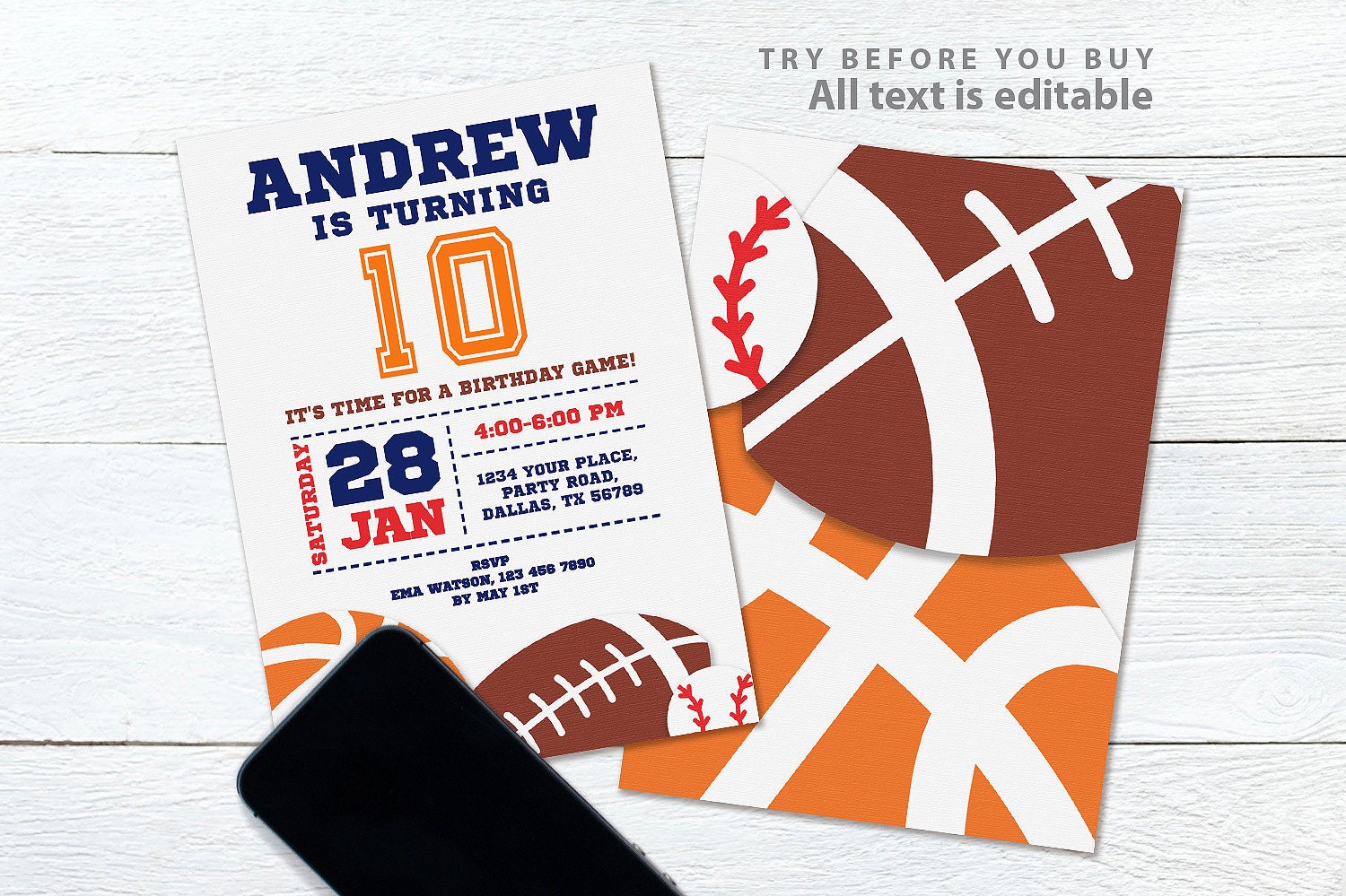 Sport Birthday Invitation, Birthday Team Invitation, Printable Game ...
