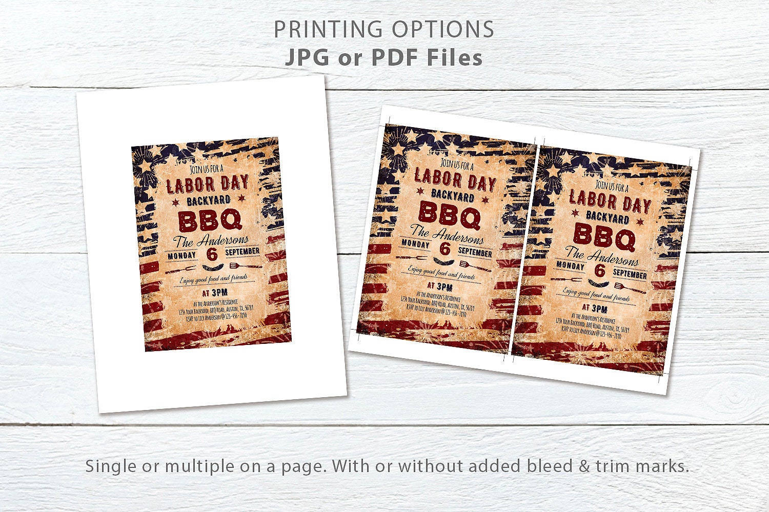 Labor Day Backyard BBQ Invitation, Party Invitation, Cookout Invitation ...