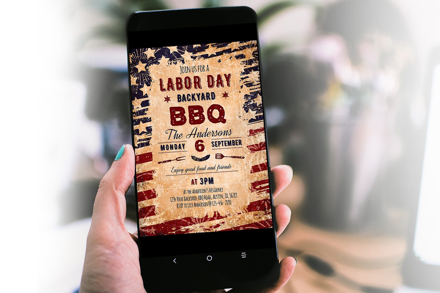Labor Day Backyard BBQ Invitation, Party Invitation, Cookout Invitation ...