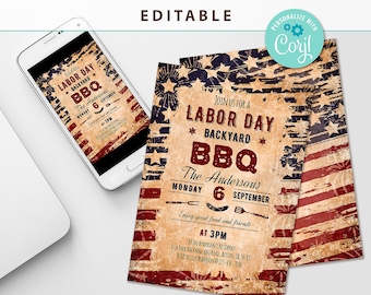 Labor Day Cookout Invitation, Backyard Cookout Invitation, Printable ...