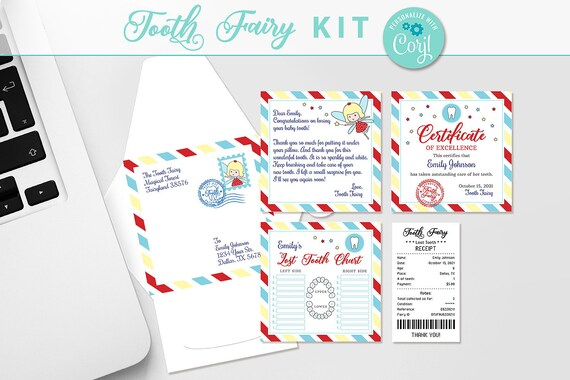 Tooth Fairy Kit Editable Personalized Mini Tooth Fairy Kit | Etsy