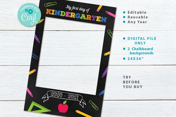 Reusable Back to School Photo Booth First Day of Kindergarten - Etsy